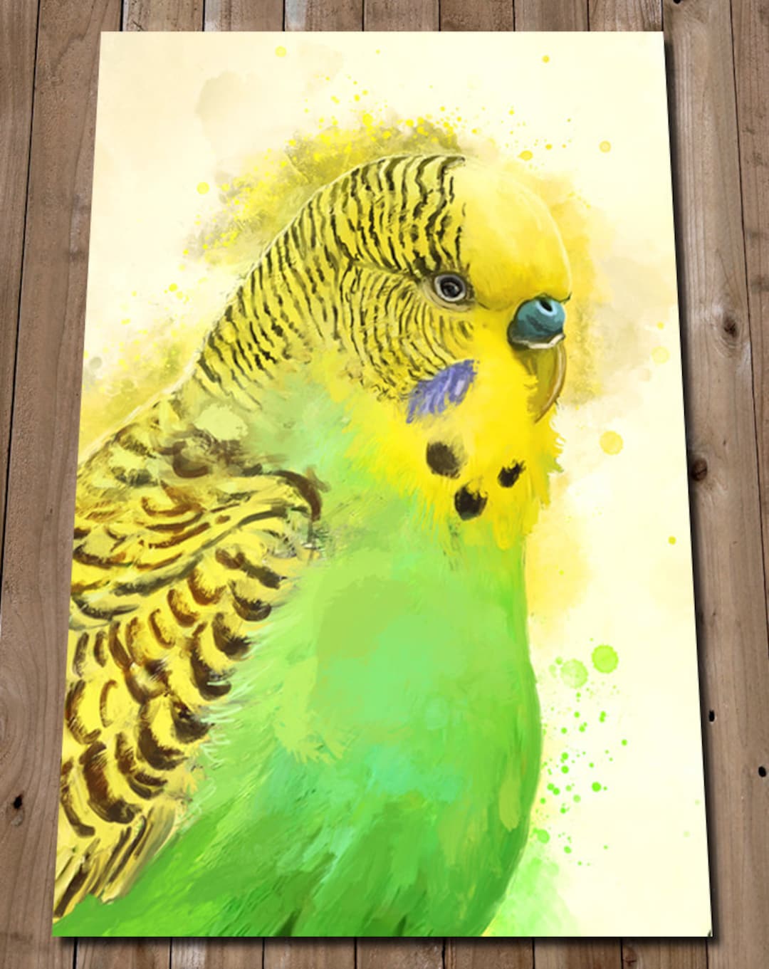 BUDGIE Wall Art Print - Green Budgerigar Wall Decor - Green and Yellow ...