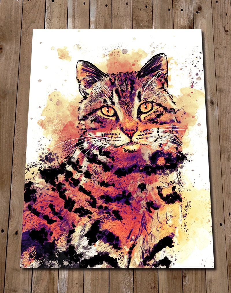 Tabby Cat Art Print Tabby Cat Painting Cat Print Cat | Etsy UK