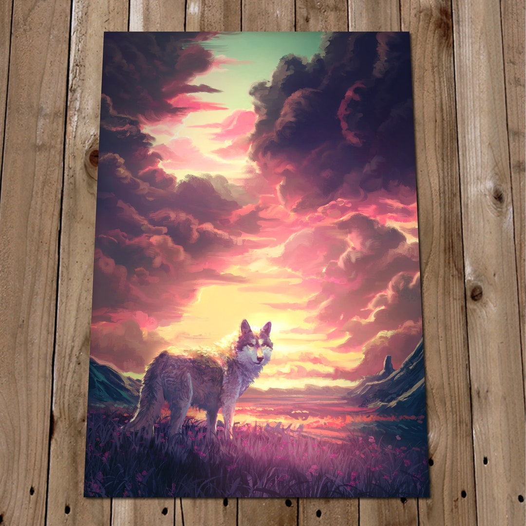 Wolf Art Painting - Wandering Spirit Animal Art Print - Handpainted ...