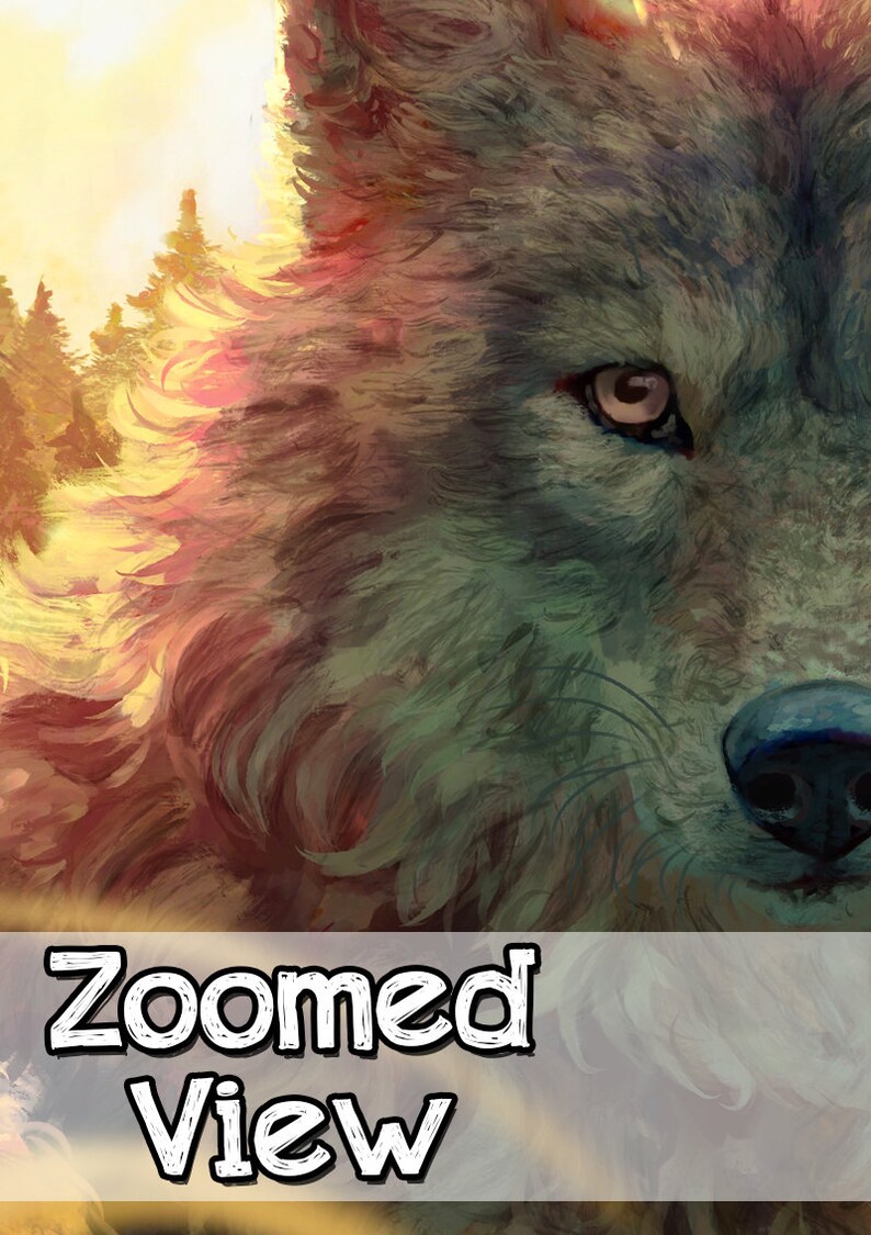 Sunlight Wolf Art Print Warm Lighting Wolf Portrait Painting - Etsy