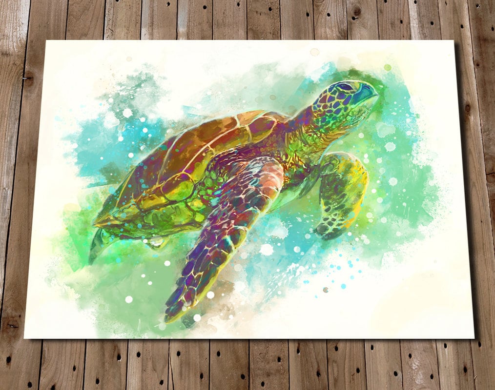 Turtle Art Turtle Print Coastal Art Nautical Print - Etsy
