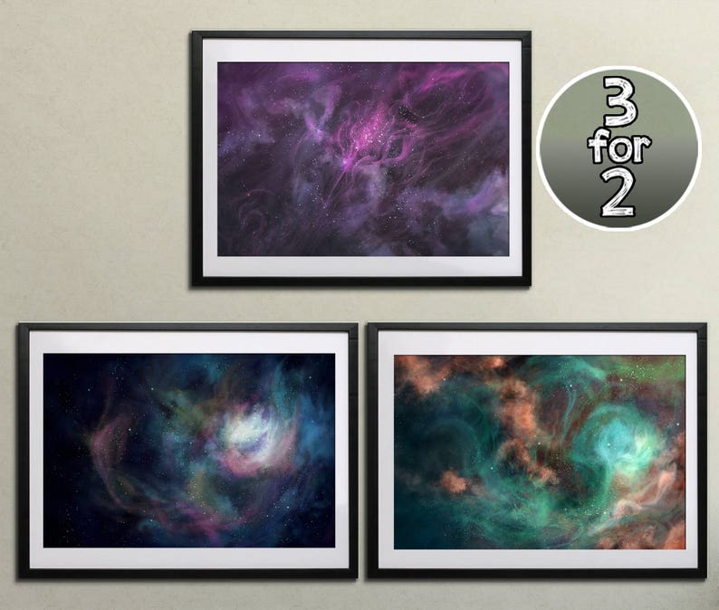 Space Prints Wall Art Set of 3 Space Poster Art Print | Etsy UK