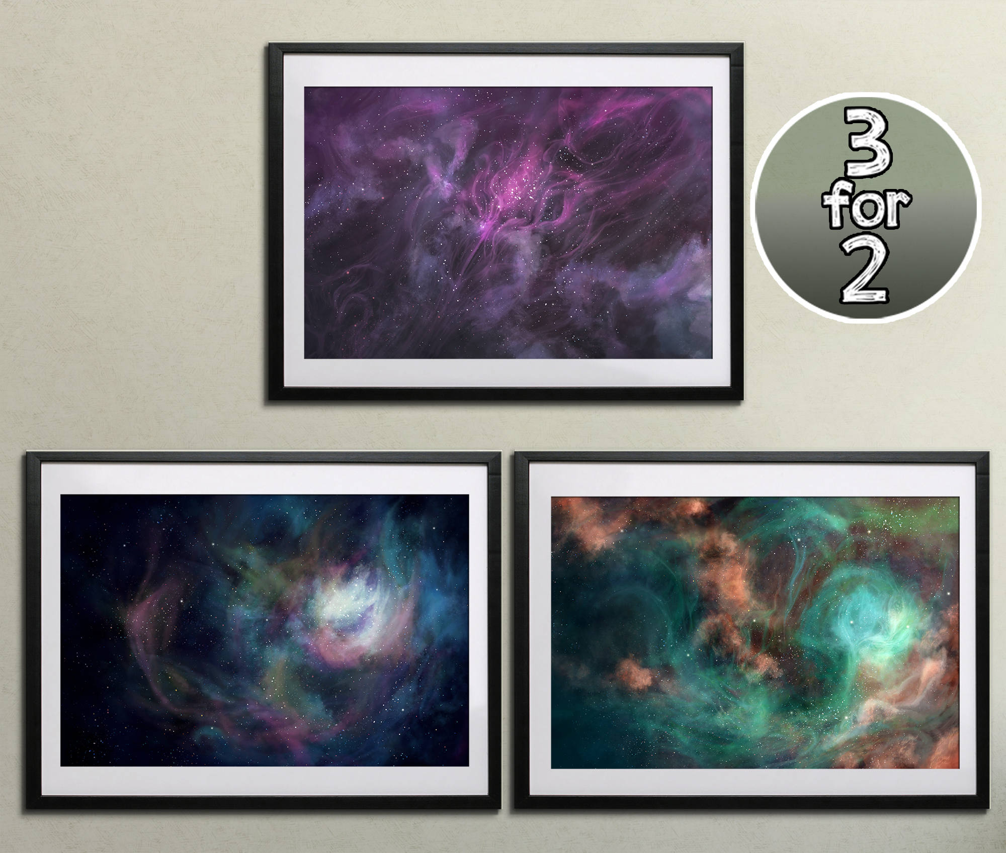 Space Prints Wall Art Set of 3 Space Poster Art Print | Etsy UK