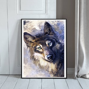 WOLF Wall Art Print Poster - Wall Decor - Wolf Painting Portrait ...