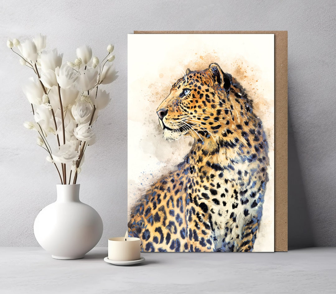 Leopard Celebration Card, Blank Inside, Original Art Print, Illustrated ...