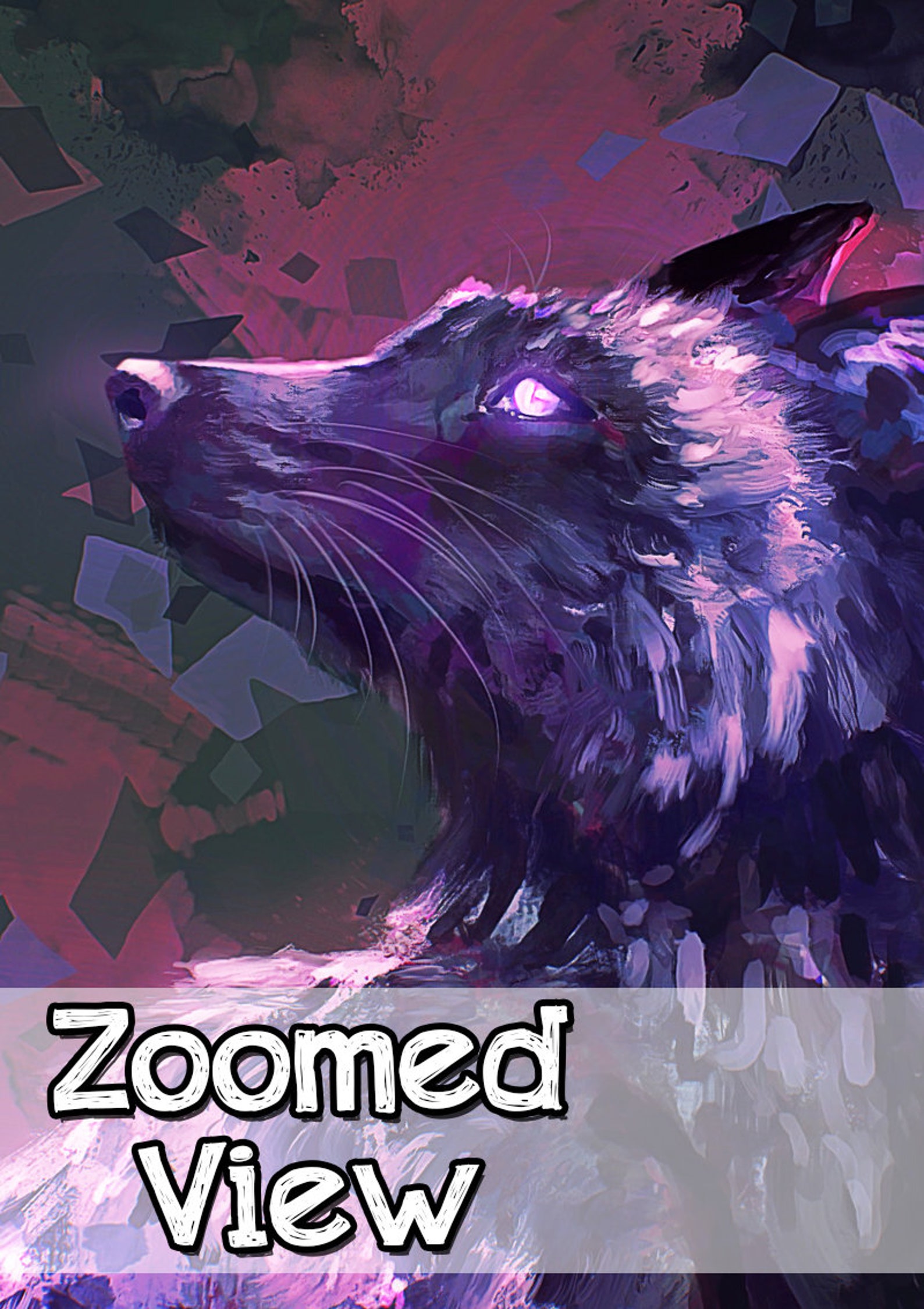 Silver Fox Art Print Black and Purple Animal Painting - Etsy