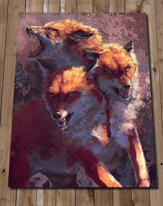 Fox Cerberus Cerberus Art Print Greek Mythology Mythical | Etsy