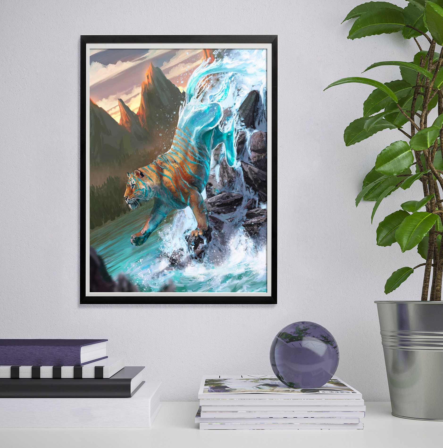 Water Tiger Print - Spiritual Art - Animal Fantasy Artwork - Chinese ...