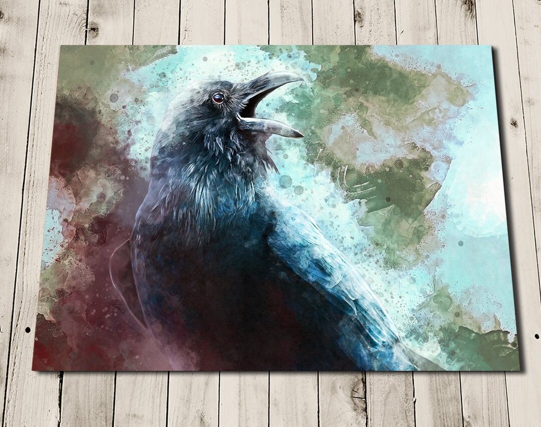 Raven Painting Print - Raven Art - Bird Lover Gift - Crow Painting ...