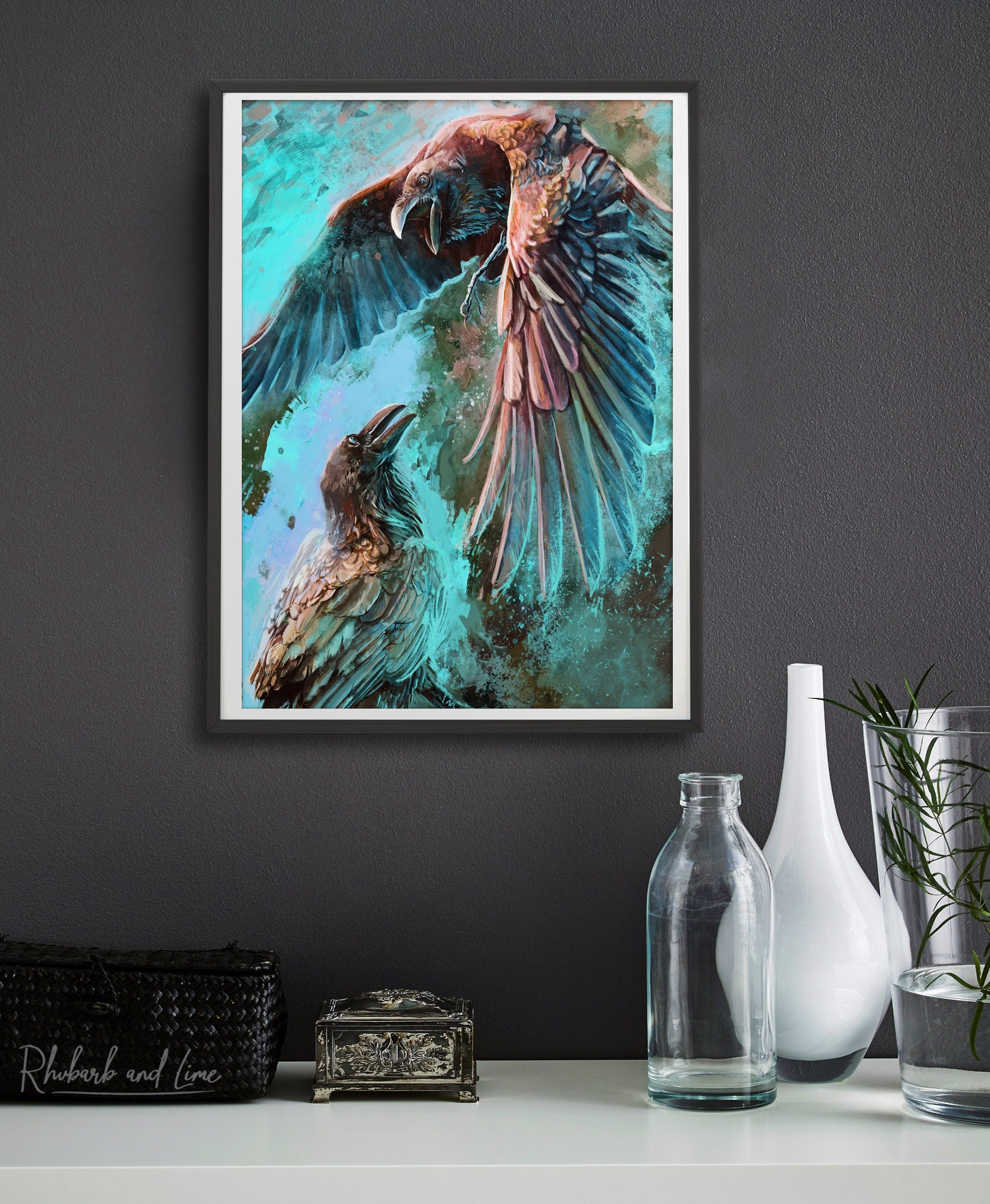 Raven Art Print Two Ravens Painting Print Crow Painting | Etsy