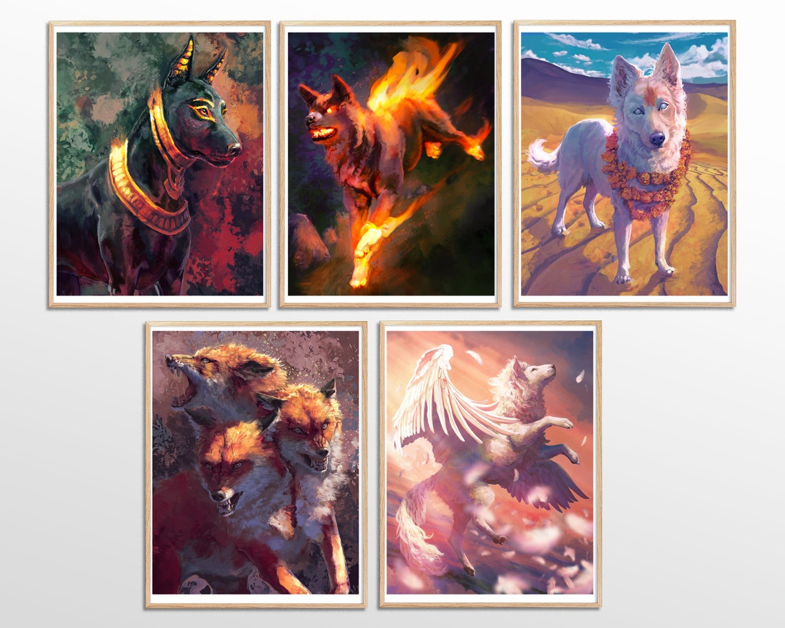 Fantasy Dog Art Prints Mythological Dogs Wall Art Collection - Etsy