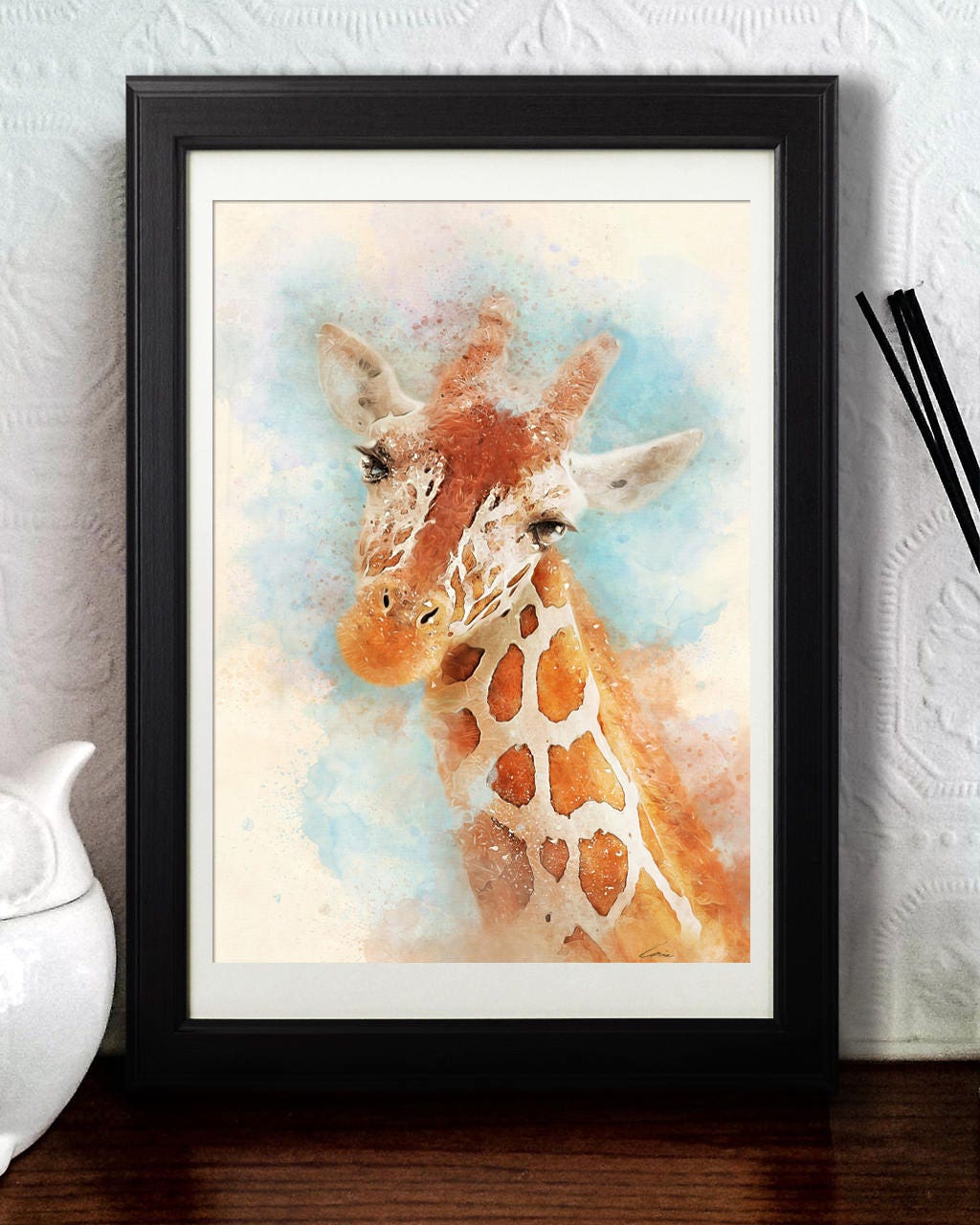 Giraffe Head Print Wall Art Watercolour Painting Gift Idea | Etsy