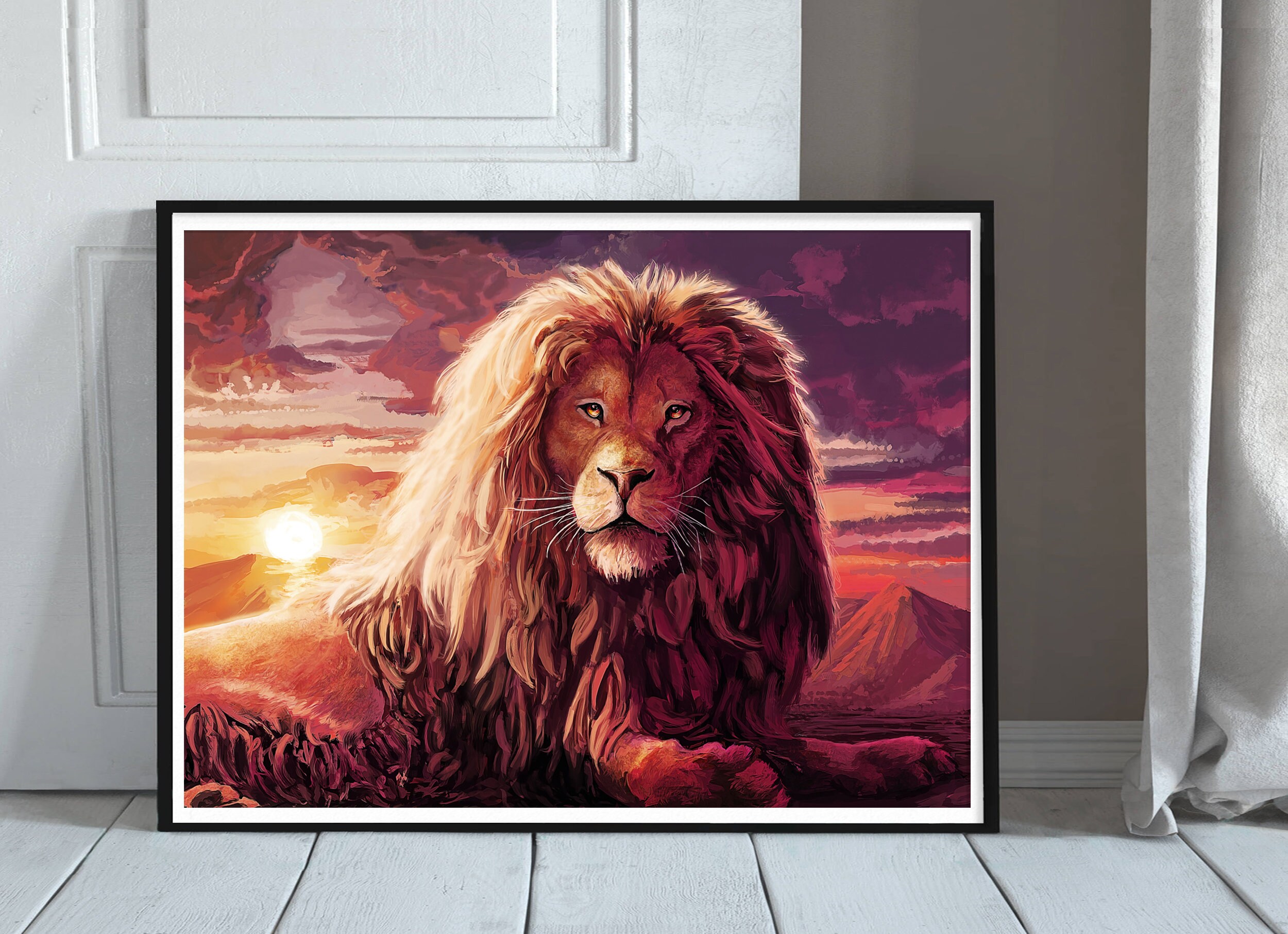 Lion Print African Lion Art Print Savannah Sunset Lion - Etsy UK