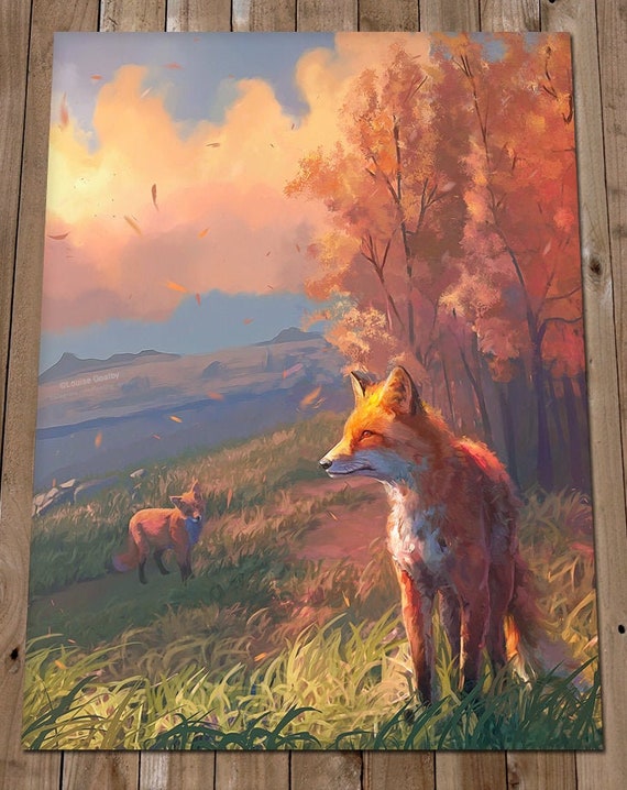 Fox Painting Illustration The Sound of The Wind | Etsy