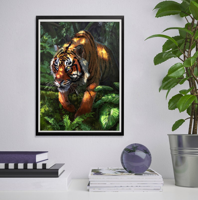 Prowling Tiger Artwork Tiger Painting Print Jungle Cat | Etsy UK