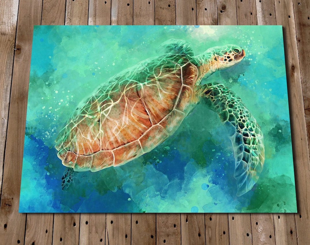 Turtle Print - Tropical Decor - Turtle Painting - Sea Life Prints ...