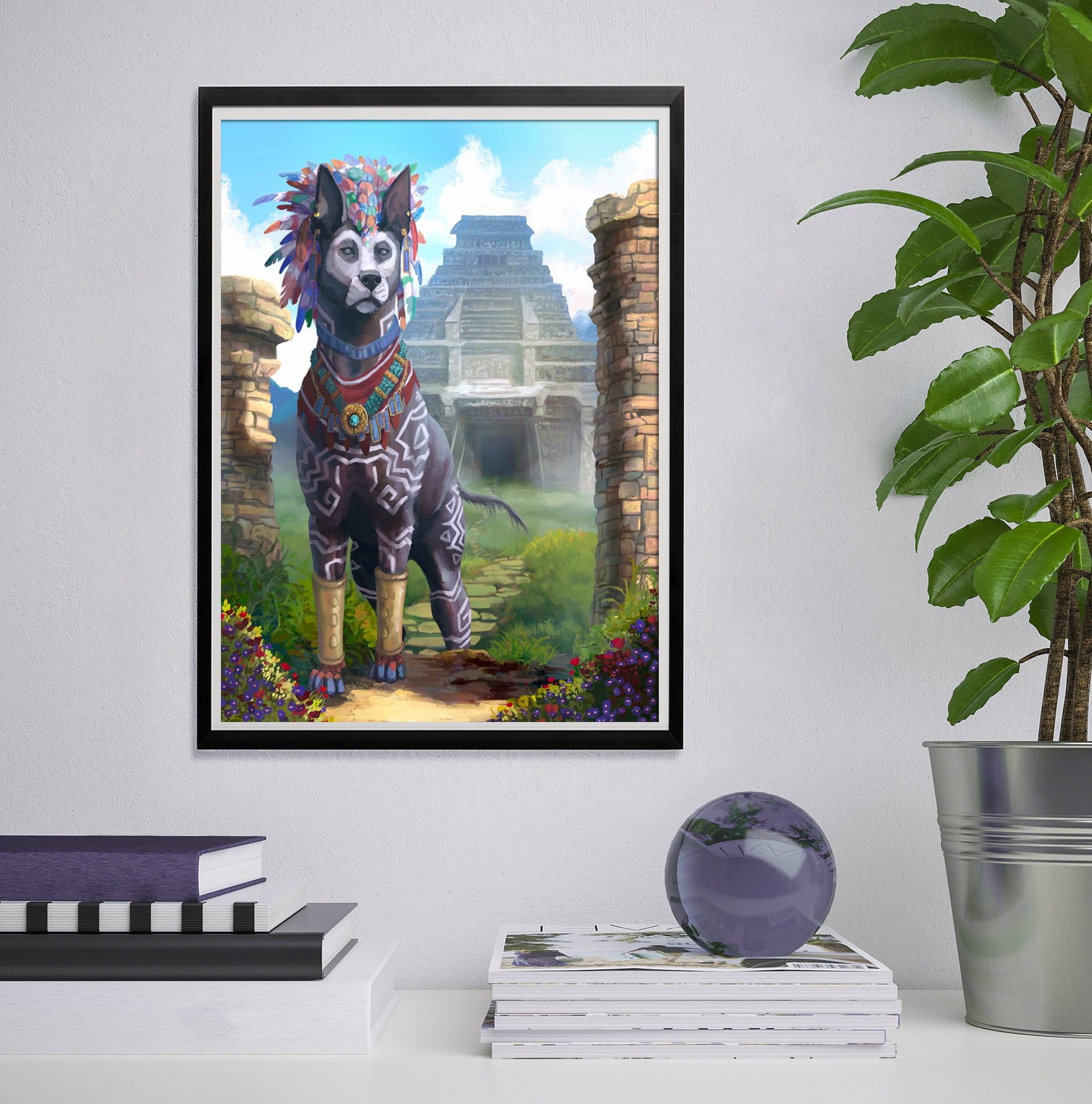 Xolotl Mythology Art - Aztec God Art Print - Fantasy Illustration ...