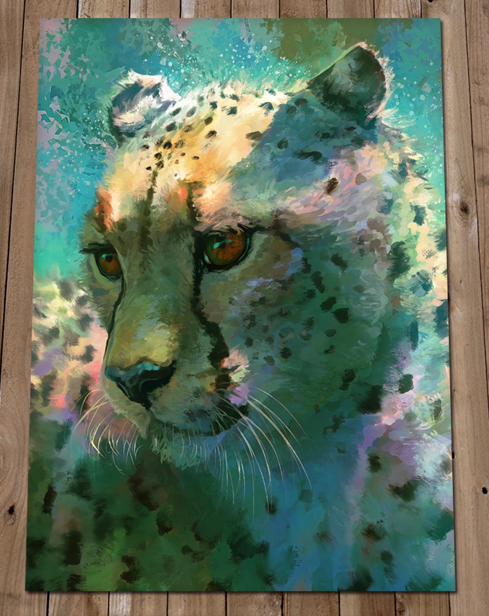 Cheetah Art Print Abstract Animal Art Painting Royal | Etsy