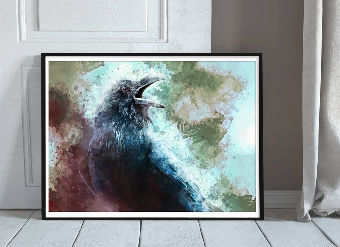Raven Painting Print Raven Art Bird Lover Gift Crow | Etsy
