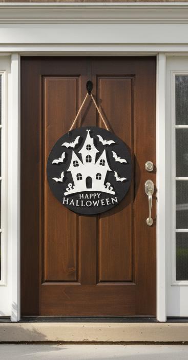Haunted House Happy Halloween Door Sign, Acrylic Sign, Halloween Front ...