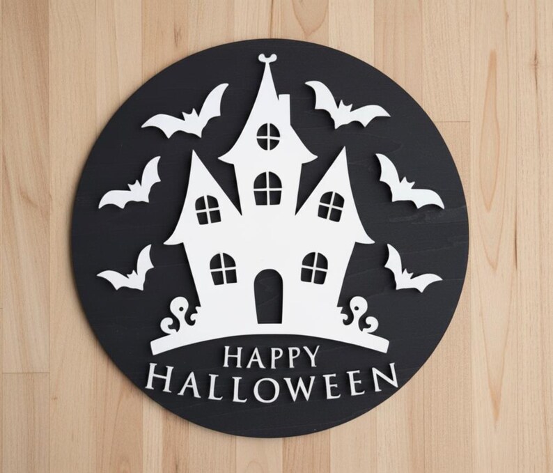 Haunted House Happy Halloween Door Sign, Acrylic Sign, Halloween Front ...