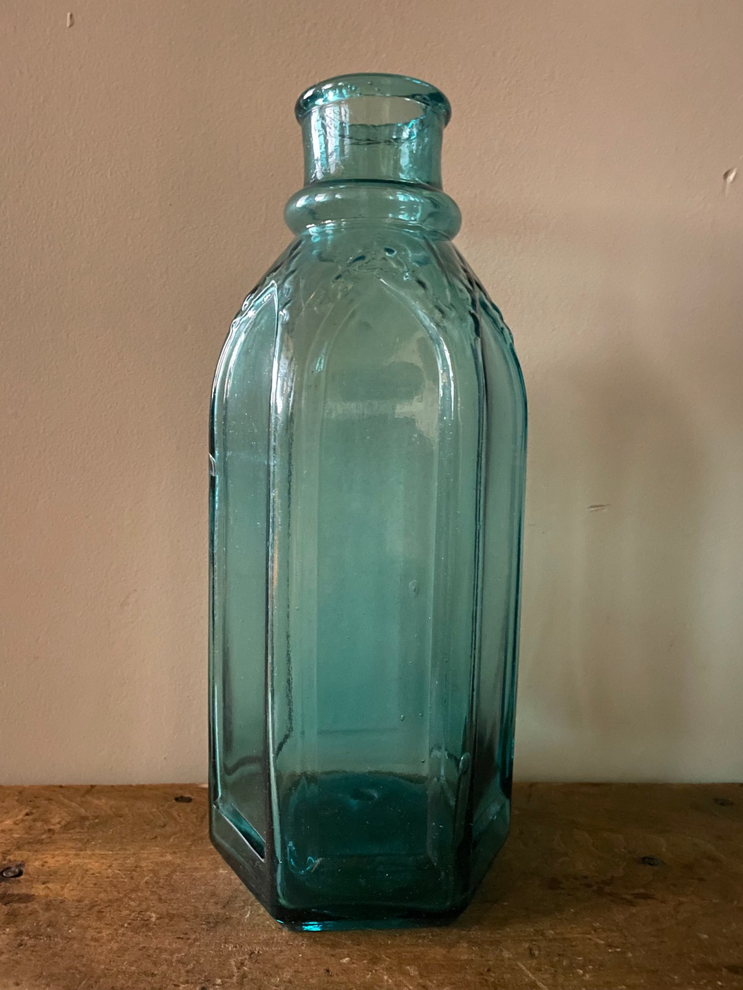 Antique Rare Cathedral Pickle Bottle Blue - Etsy