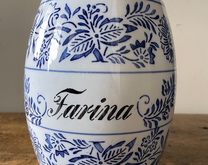Antique German Blue & White Jar FARINA - Etsy