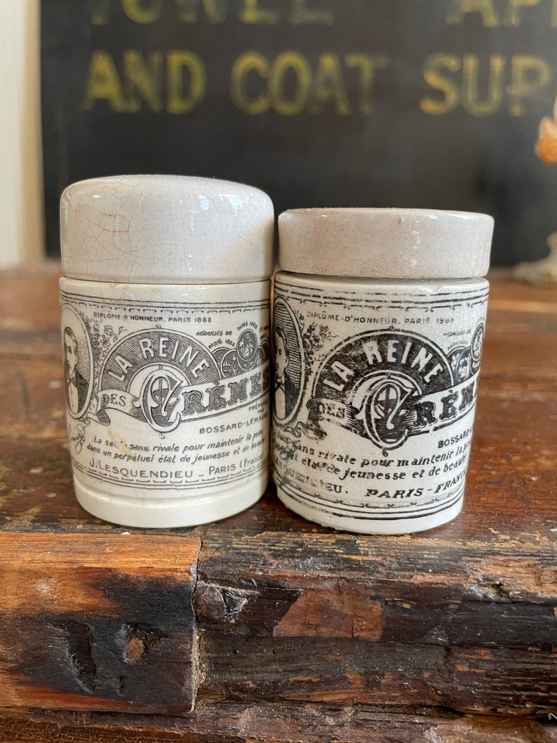 Antique La Reine Ointment Pots With Lids - Etsy