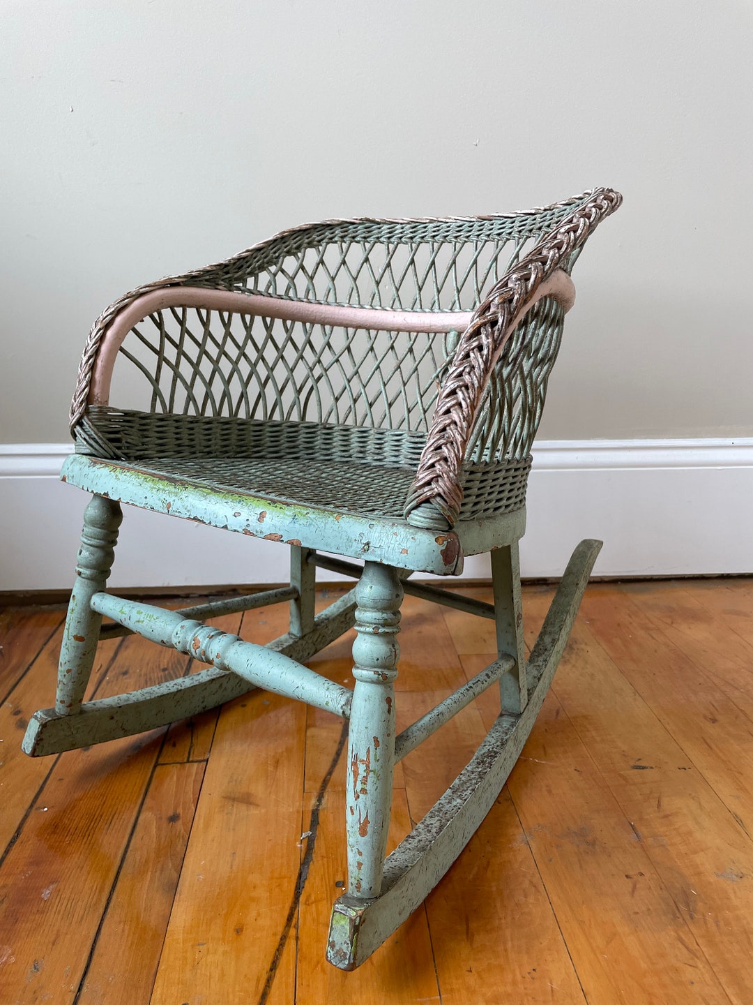 Children’s Antique Wicker Rocking Chair Victorian - Etsy