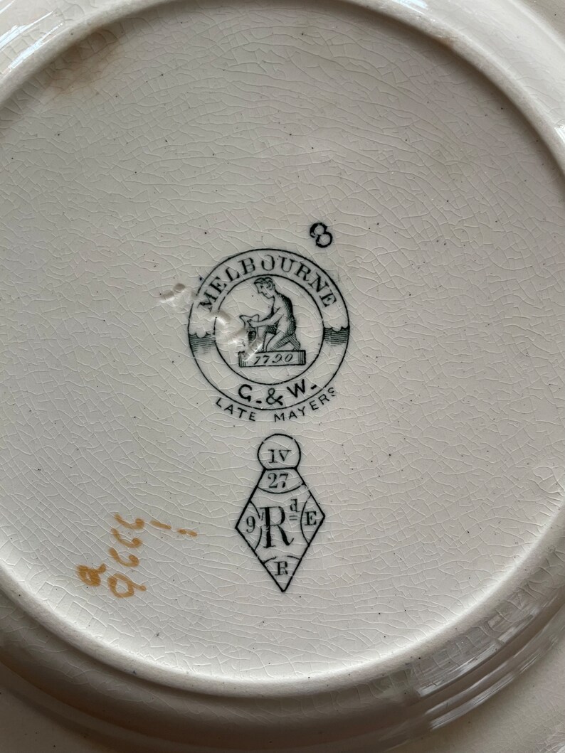 Antique G & W Mayer Ironstone Bowl, Melbourne Polychromatic Pattern - Etsy