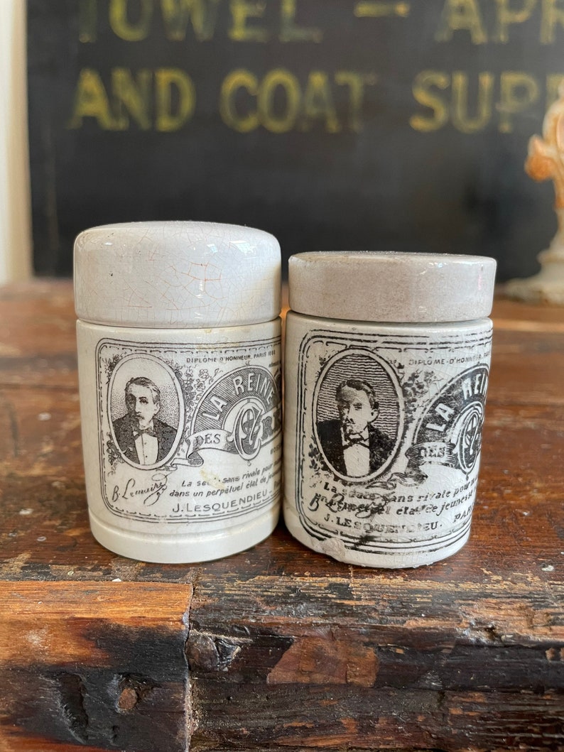 Antique La Reine Ointment Pots With Lids - Etsy