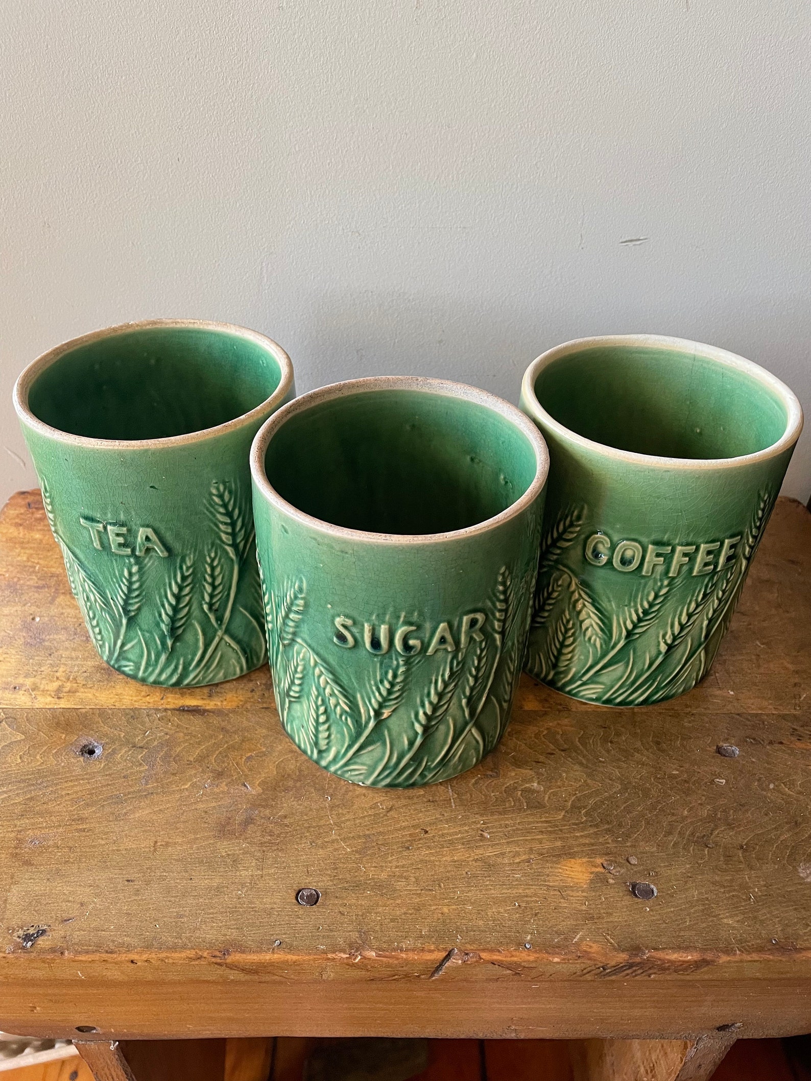 Antique Hull Yellow Ware Wheat Pattern Coffee Tea Sugar - Etsy