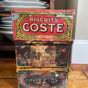 Antique French Biscuit Tin Pernot & Coste - Etsy