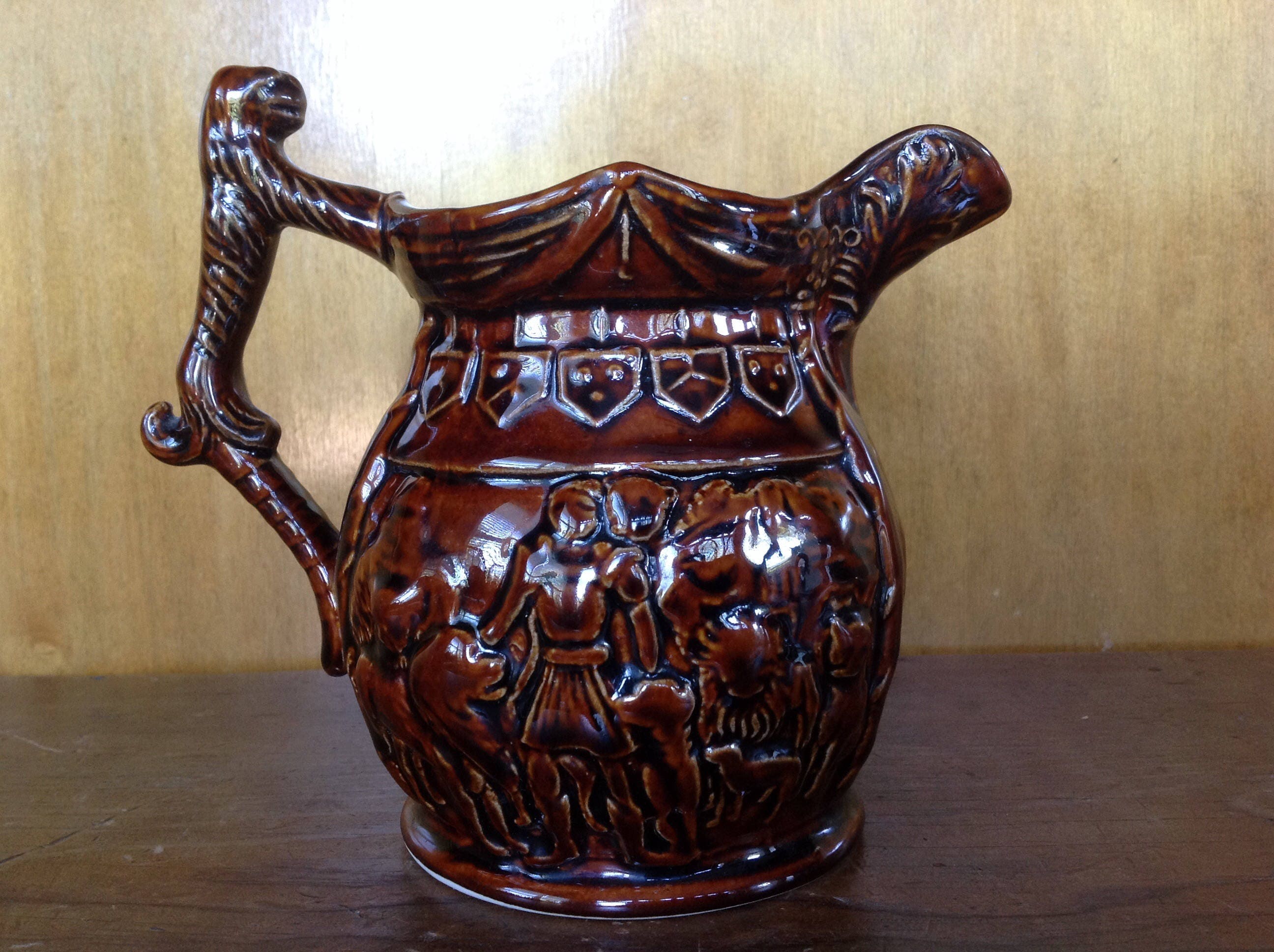 Antique Rockingham Stoneware Pitcher | Etsy