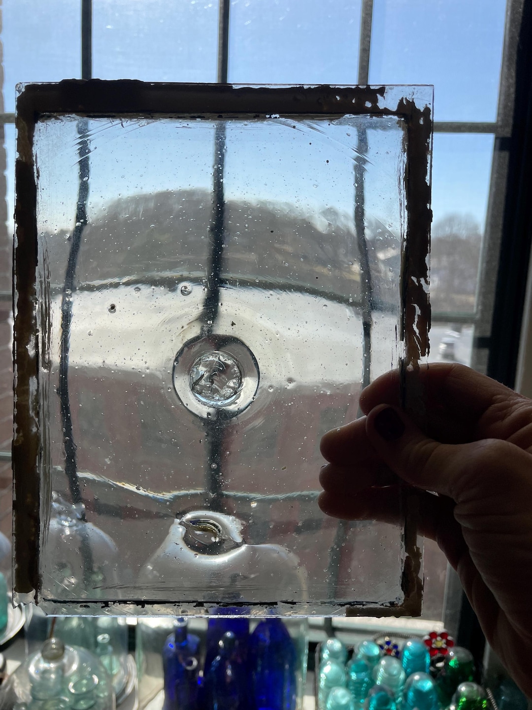 Antique Bullseye Glass Panel - Etsy