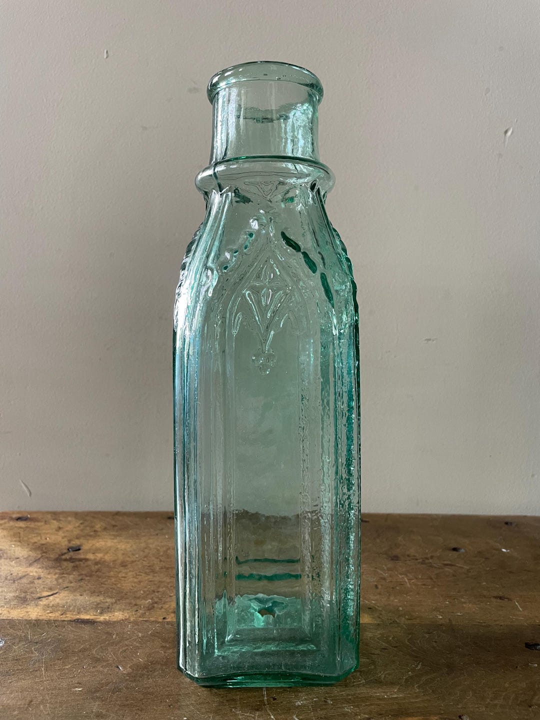 Antique Rare Cathedral Pickle Bottle Teal - Etsy