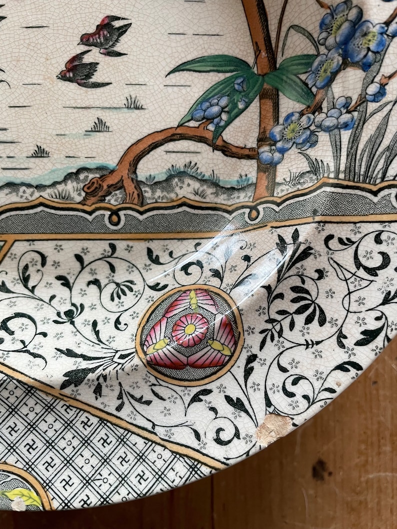 Antique G & W Mayer Ironstone Bowl, Melbourne Polychromatic Pattern - Etsy