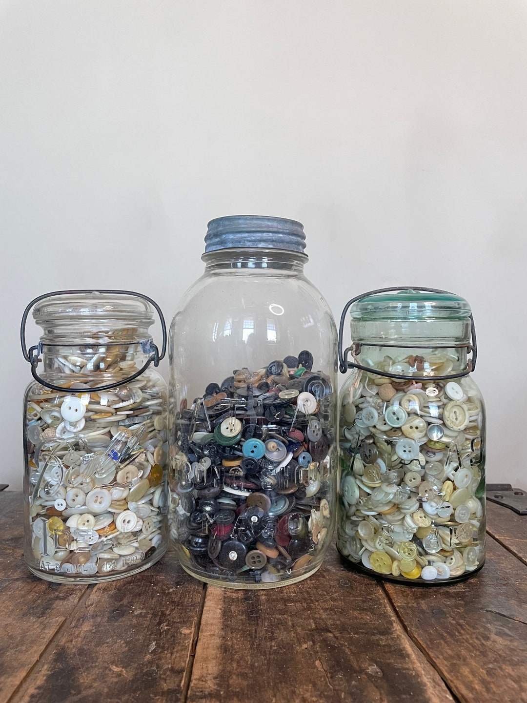 Jars of Vintage Buttons - Etsy