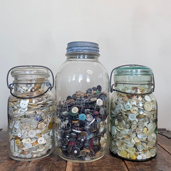Jars of Vintage Buttons - Etsy