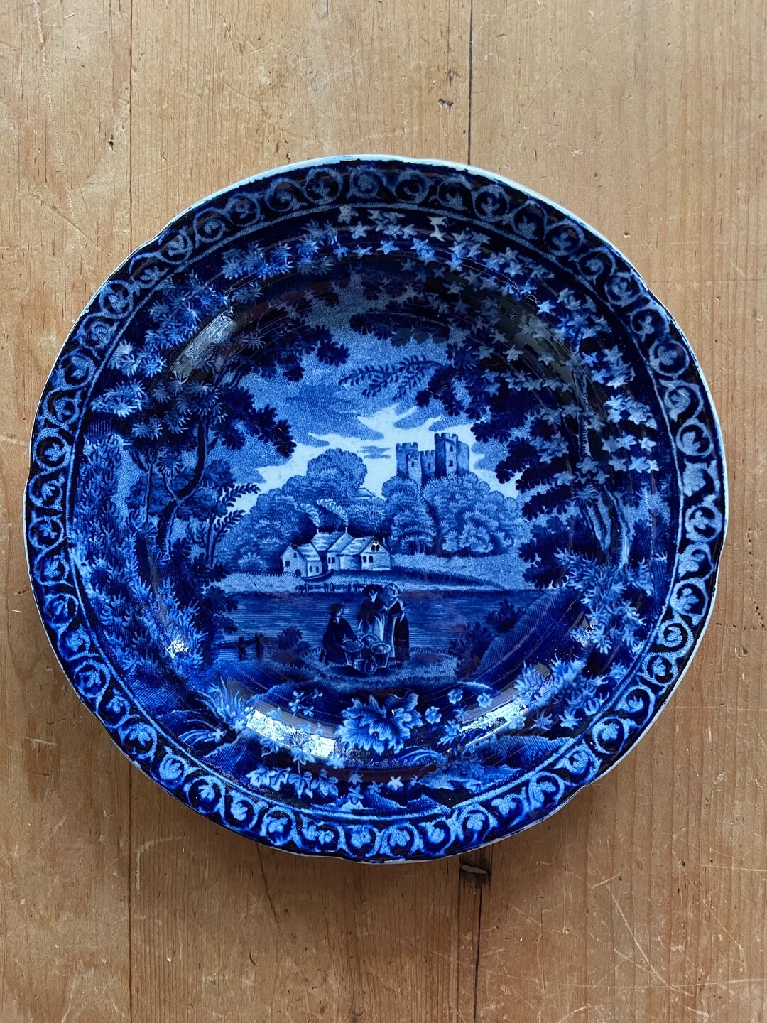 Rare R & J Clews Antique Ironstone Historical Blue Transferware Plate ...