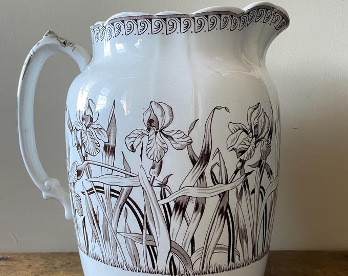 Large Ironstone Pitcher Brown Transferware T & R Boote Iris Pattern - Etsy