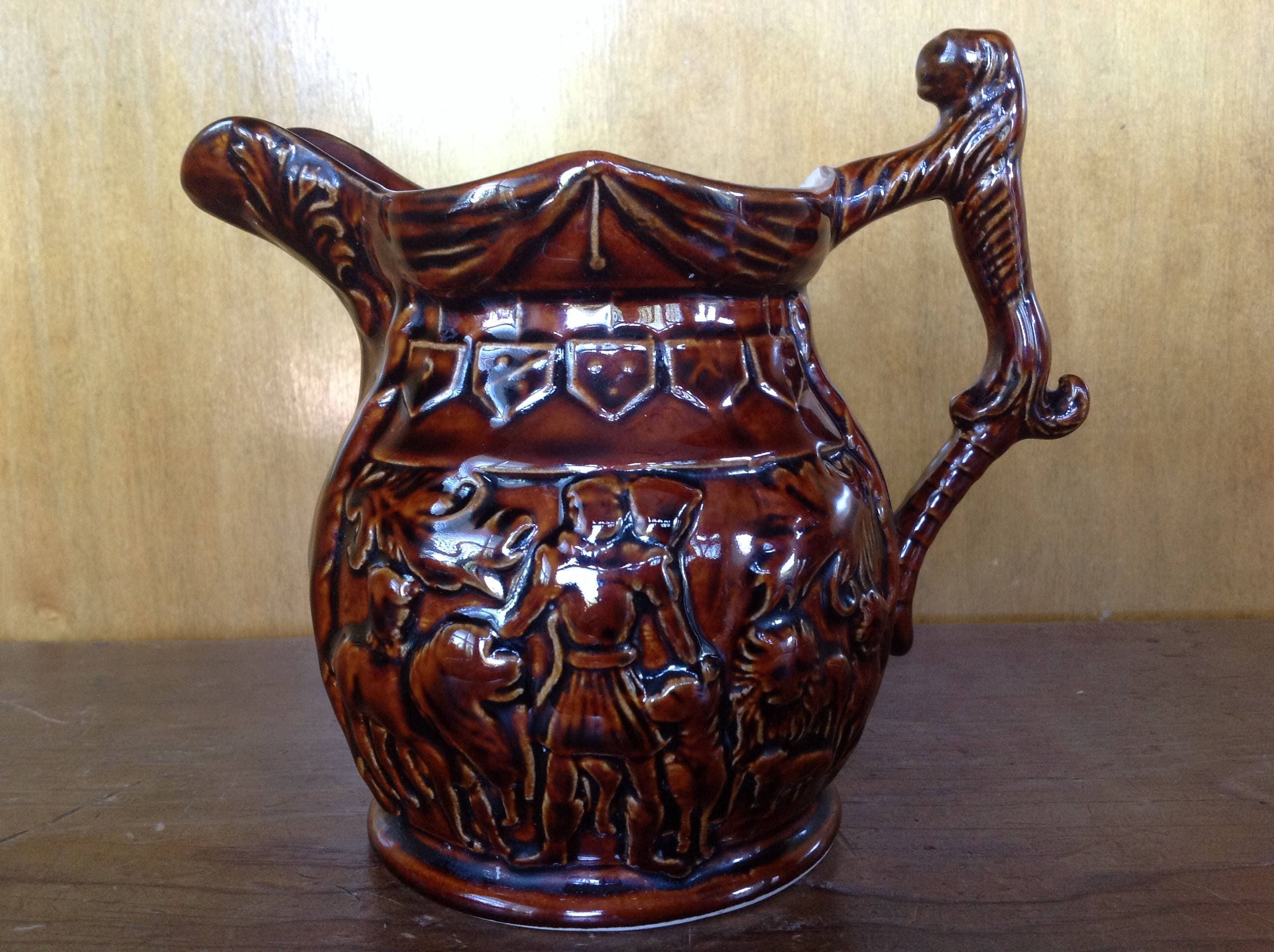 Antique Rockingham Stoneware Pitcher | Etsy