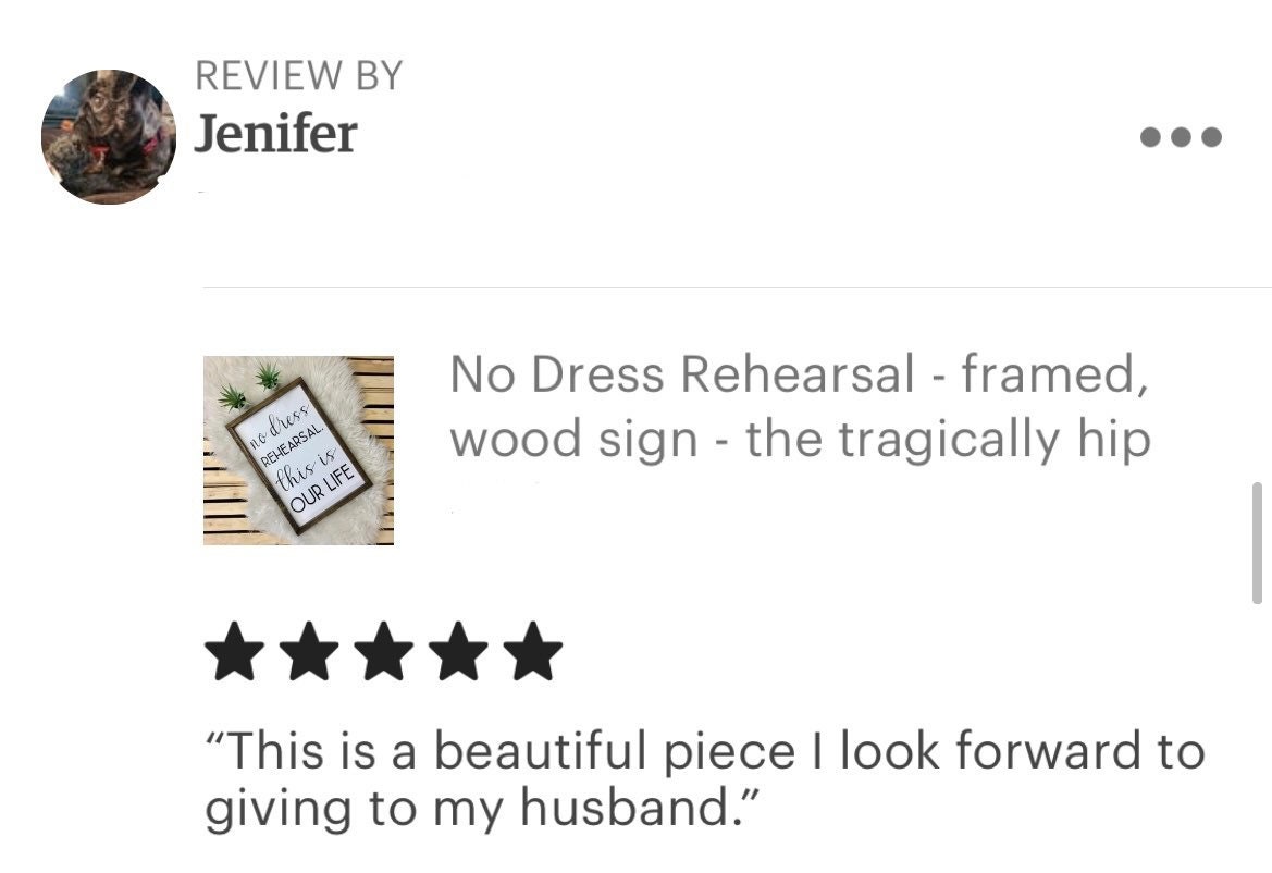 No Dress Rehearsal Framed Wood Sign the Tragically Hip | Etsy