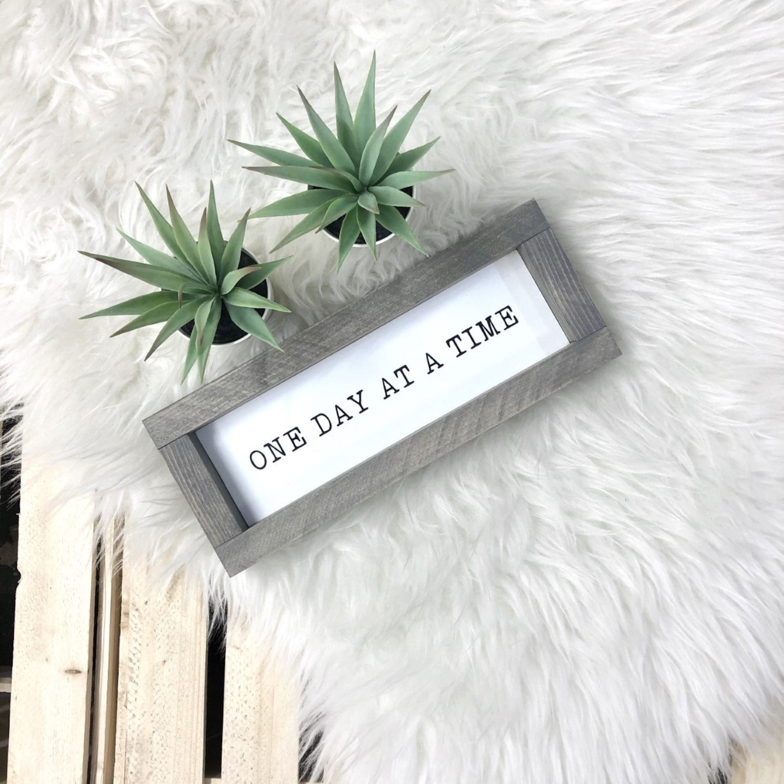 One Day at a Time Framed Wood Sign – Inspirational Farmhouse Decor ...