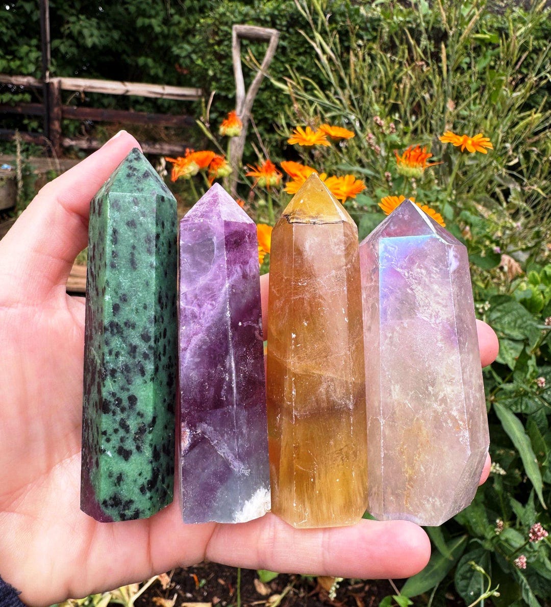 Fluorite Tower 4-7cm Mystery Crystal Wand Jade Stone Tower Gemstone ...