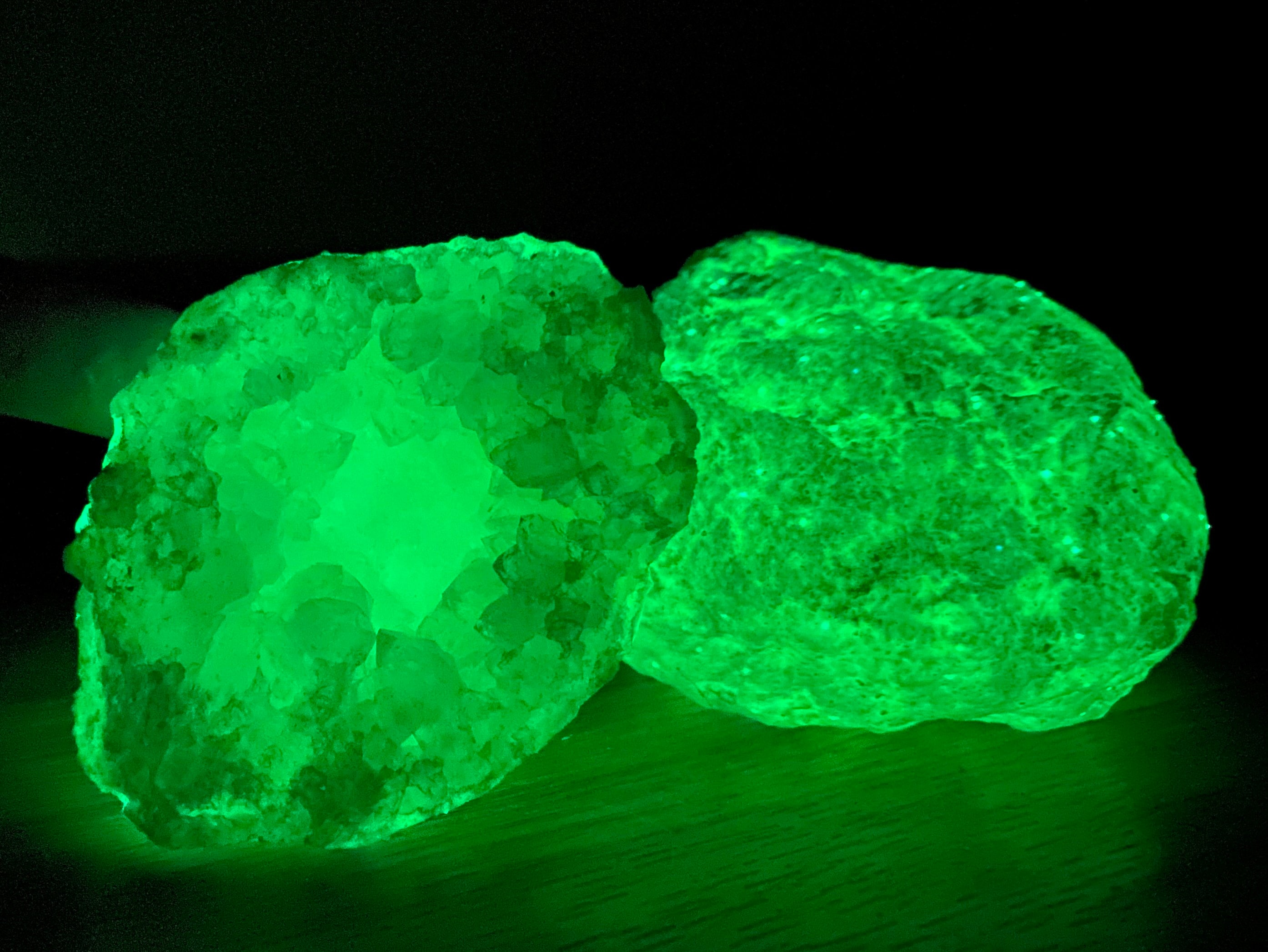 Glow geode pair magic crystal raw geode raw crystal glow in | Etsy