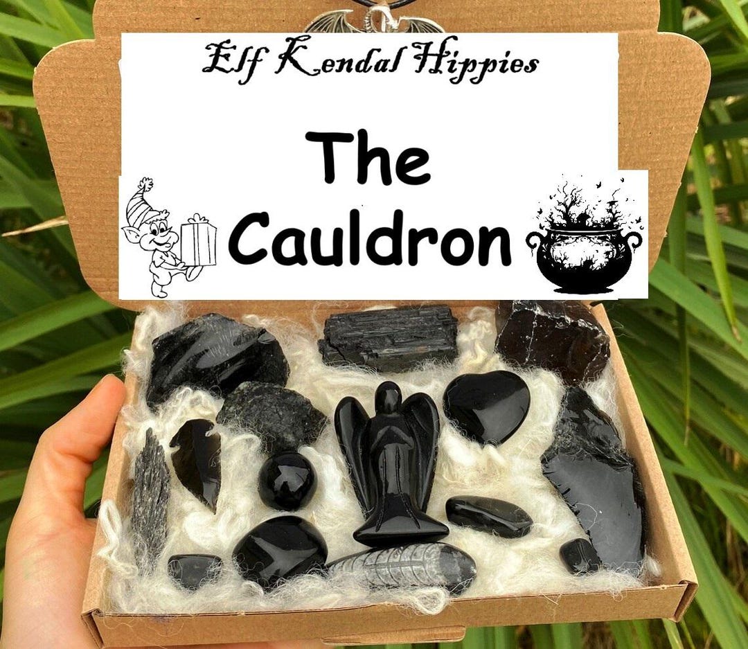 Black Magic Crystal Kit for Witchy Goth Gift Halloween Tourmaline ...