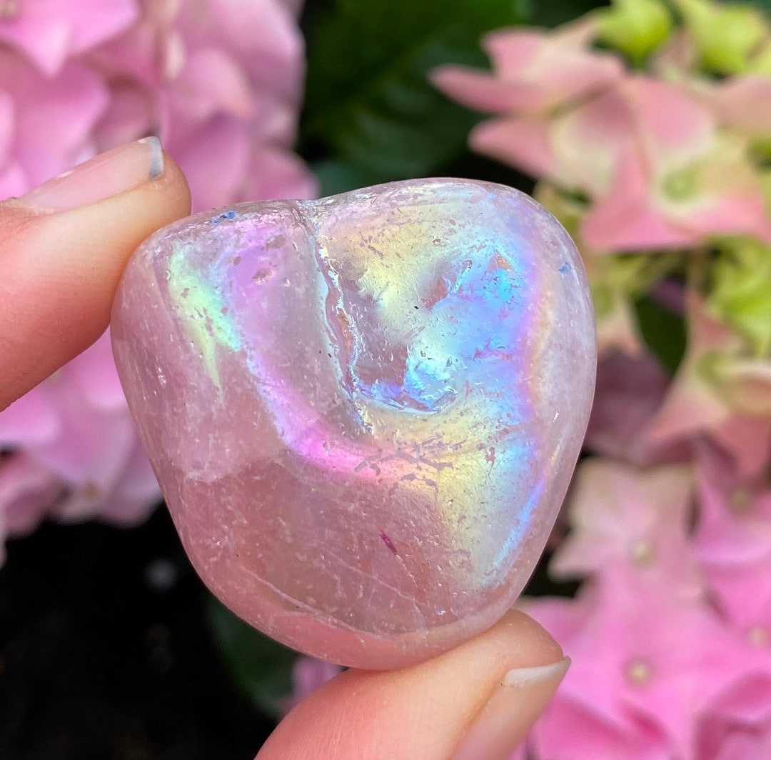 Rose Aura Quartz Tumbled, Angel Aura Tumble, Baby Pink Aura, Rainbow ...