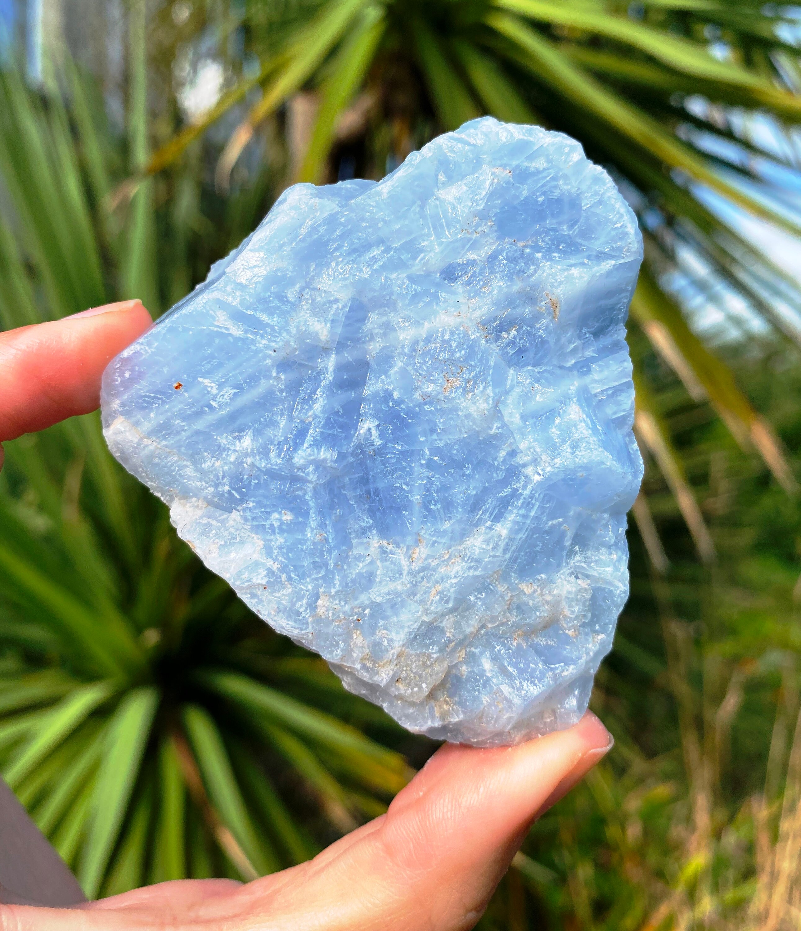 Blue calcite crystal store