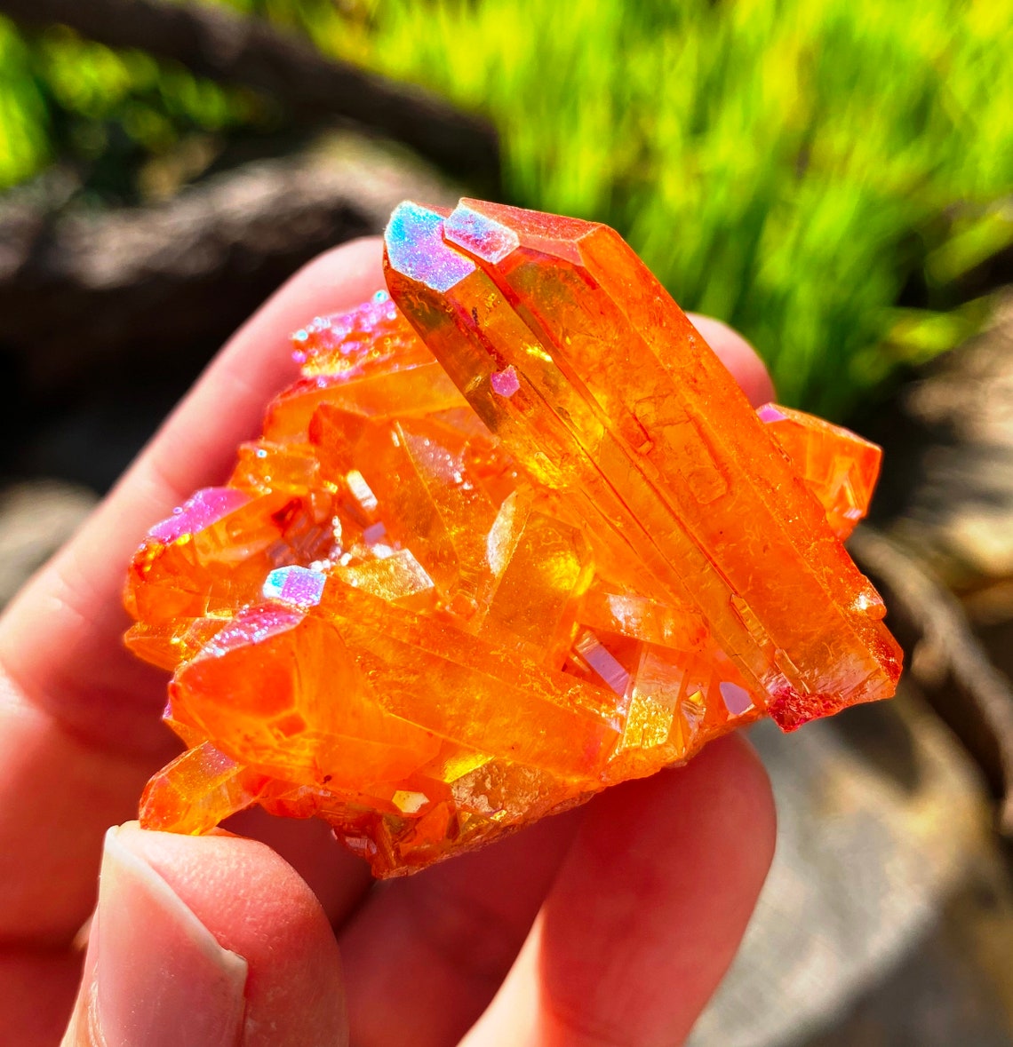 Fire crystal raw crystal cluster flame crystal points | Etsy